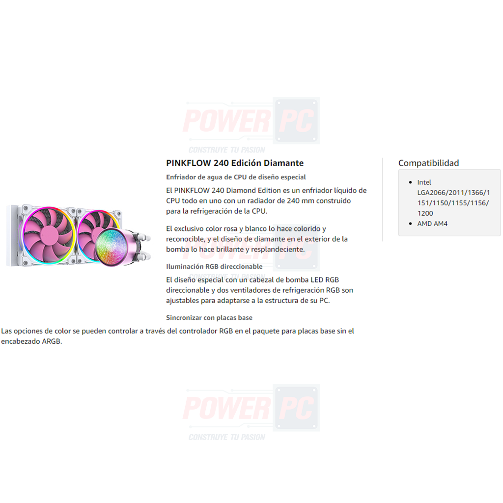 ID-COOLING PINKFLOW 240 Edición Diamante – PowerPCmx